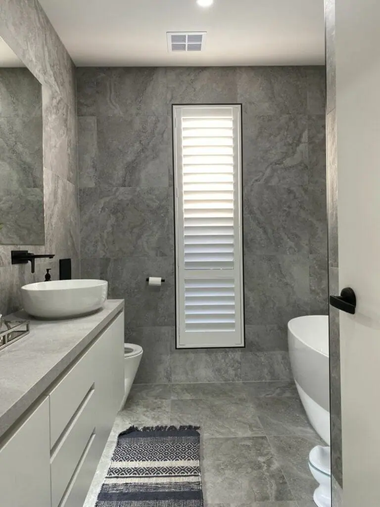 White waterproof pvc shutters fitted in bathroom in armadale